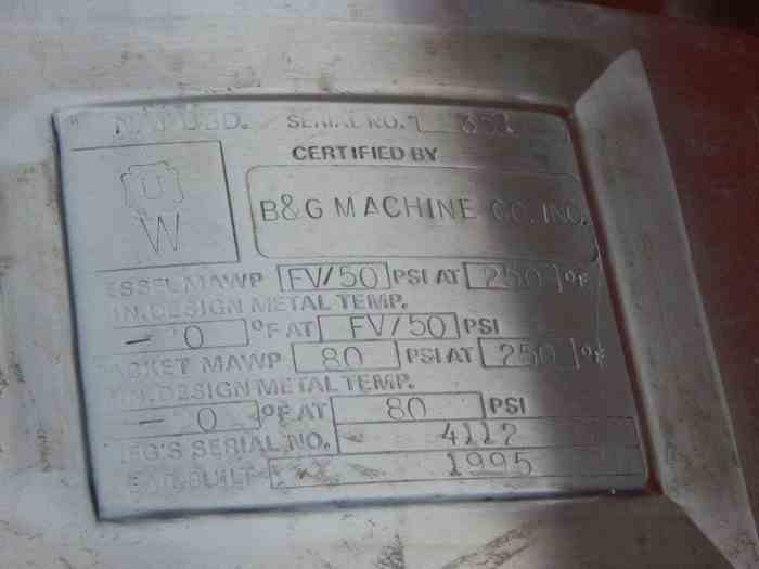 100 Gal B&G Machine Co. Hastelloy Reactor | 16639 | New Used and ...