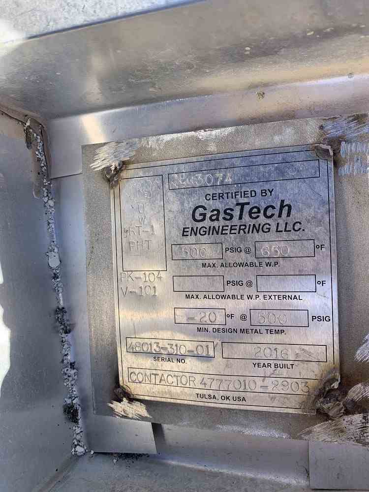 1170 Gal GasTech Engineering LLC Carbon Steel Pressure Vessel | 16133 ...