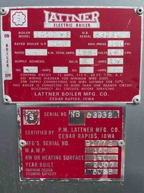 1400 KW Lattner Boiler Mfg. Co. Boiler | 17987 | New Used and Surplus ...