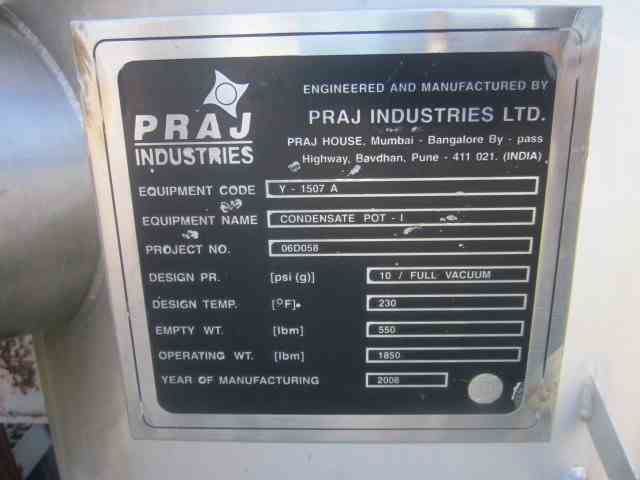 182 Gal Praj Industries SS Pressure Vessel | 19170 | New Used and ...