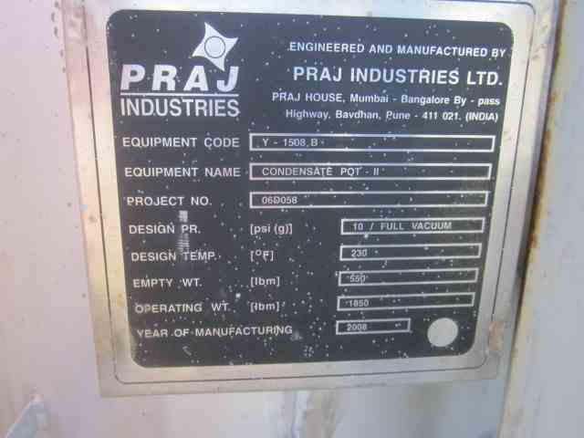 182 Gal Praj Industries Pressure Vessel | 19173 | New Used and Surplus ...