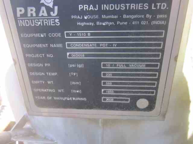 182 Gal Praj Industries Pressure Vessel | 19177 | New Used and Surplus ...