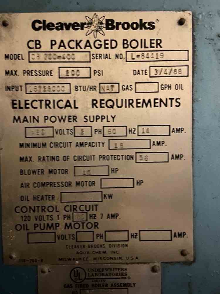 400 HP Cleaver Brooks Firetube Boiler | 19379 | New Used and Surplus ...