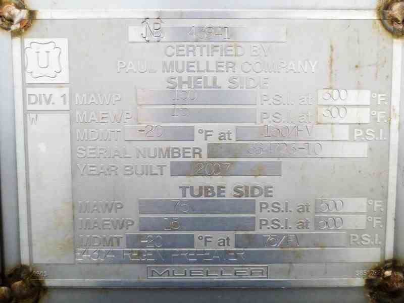 408 Sq Ft Mueller Stainless Steel Shell & Tube Heat Exchanger | 19733 ...