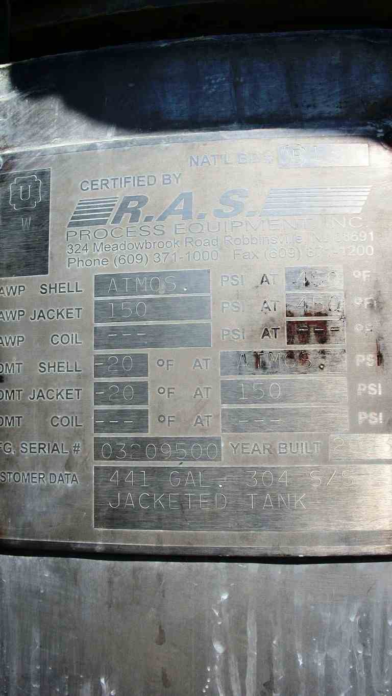 441 Gal RAS Process Equipment Stainless Steel Tank | 14835 | New Used ...