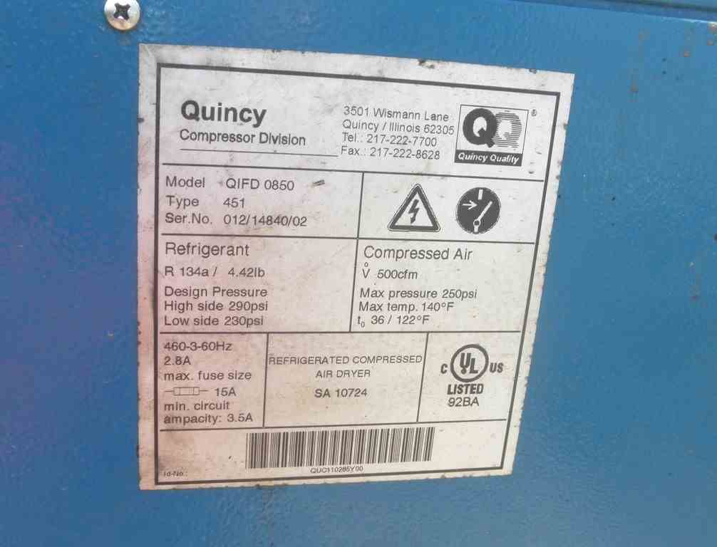 500 CFM Quincy Rotary Screw Compressor | 14886 | New Used and Surplus Equipment | Phoenix Equipment