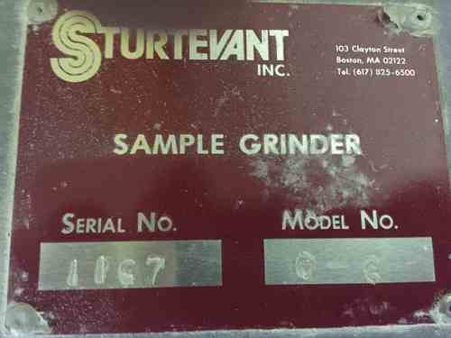 6" Dia Sturtevant Sample Grinder | 12615 | New Used and Surplus ...