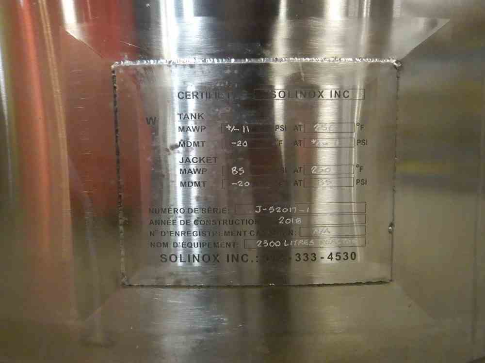 600 Gal Solinox Stainless Steel Reactor | 19845 | New Used and Surplus ...