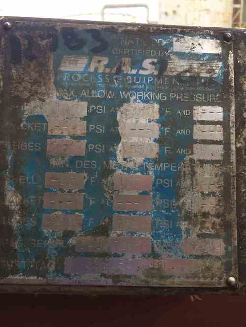 600 Sq Ft RAS Process Equipment Stainless Steel Shell & Tube Heat ...