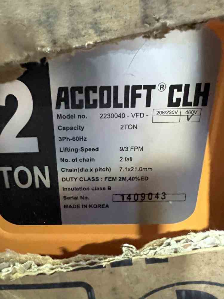 Accolift 4000 LBS Hoist | 19930 | New Used and Surplus Equipment ...