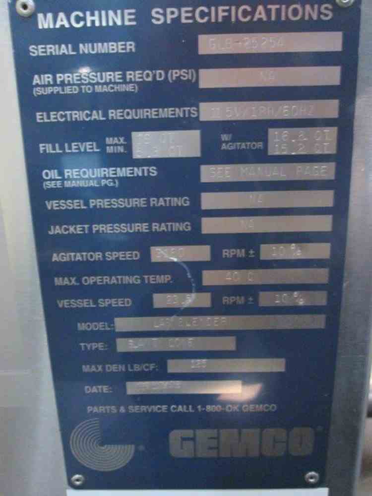 Gemco 0.622 Cu Ft Double Cone Mixer | 11024 | New Used and Surplus ...