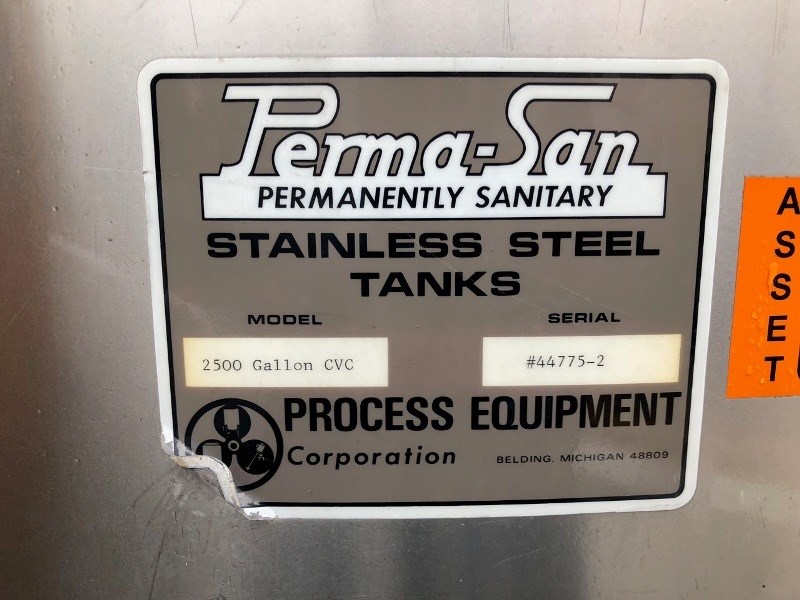 2500 Gal Perma San Stainless Steel Tank | 15680 | New Used and Surplus ...